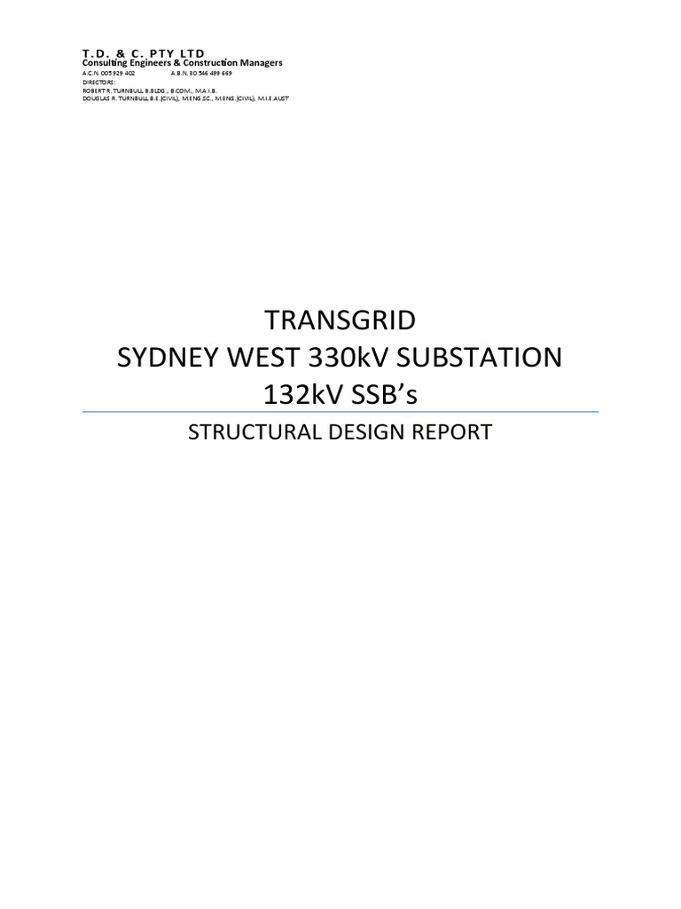 Transgrid Sydney West 330Kv Substation 132kV SSB'S: Structural Design ...