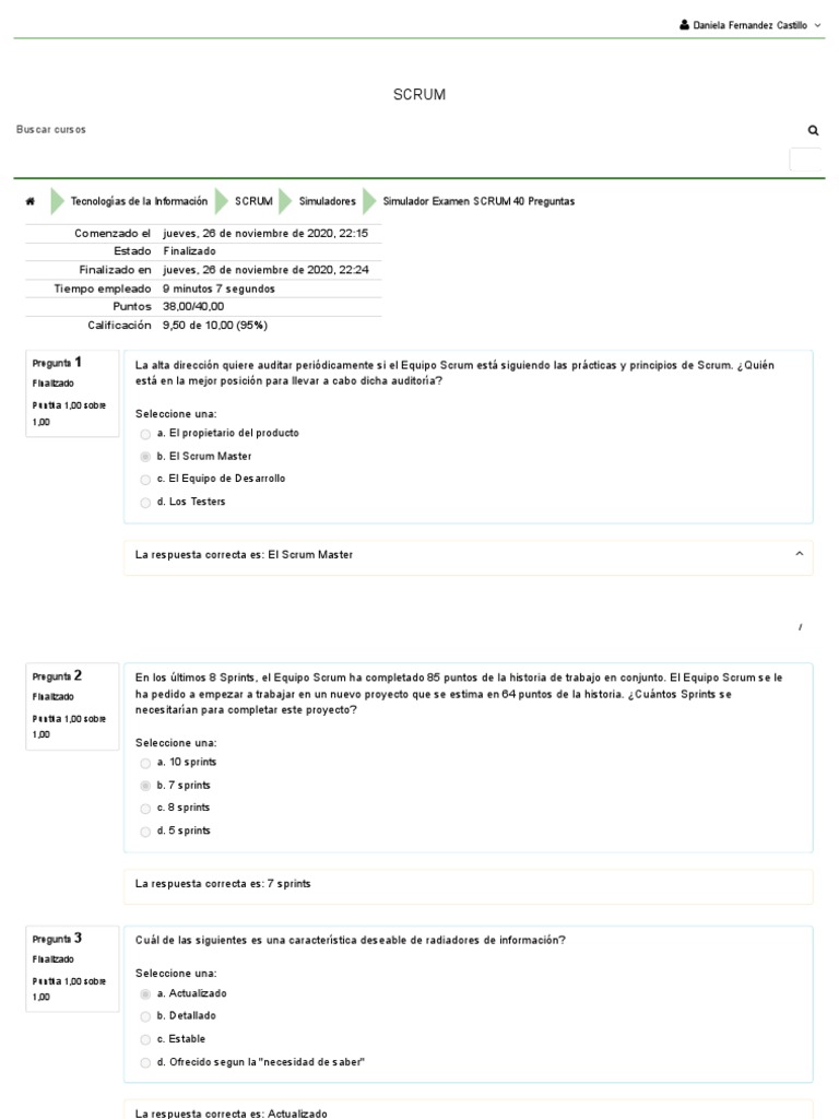 Simulador Examen SCRUM 40 Preguntas | PDF | Scrum (desarrollo de ...