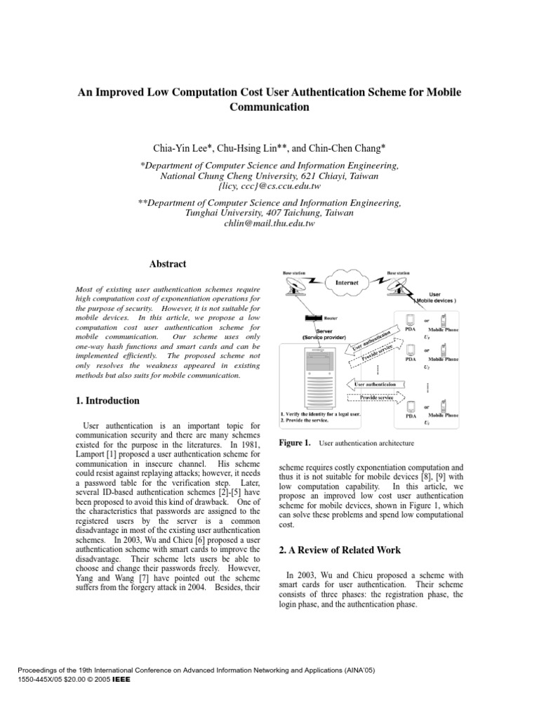 An Improved Low Computational Cost User Authentication Scheme For Mobile Communication 1 3176