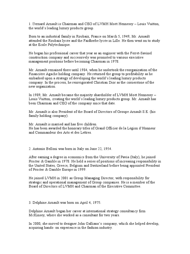 LVMH Leadership Profiles | PDF | Brand | Luxury Brands