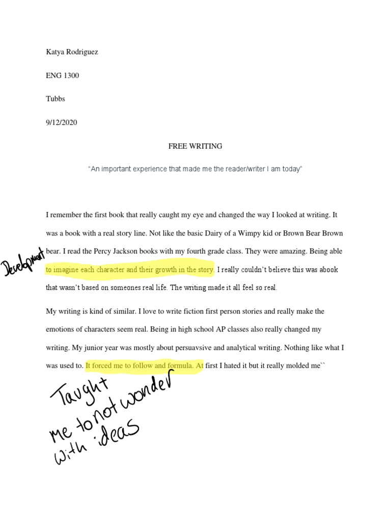 Free Write/Writing Process | PDF