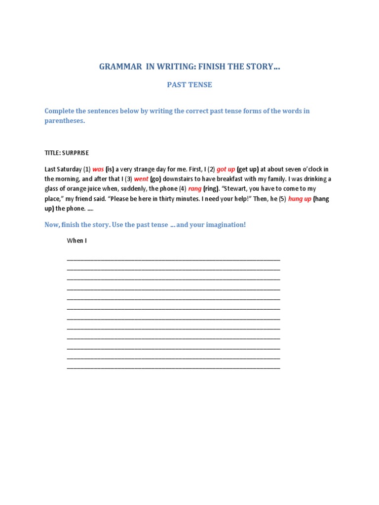 GRAMMAR IN WRITING - Simple Past | PDF