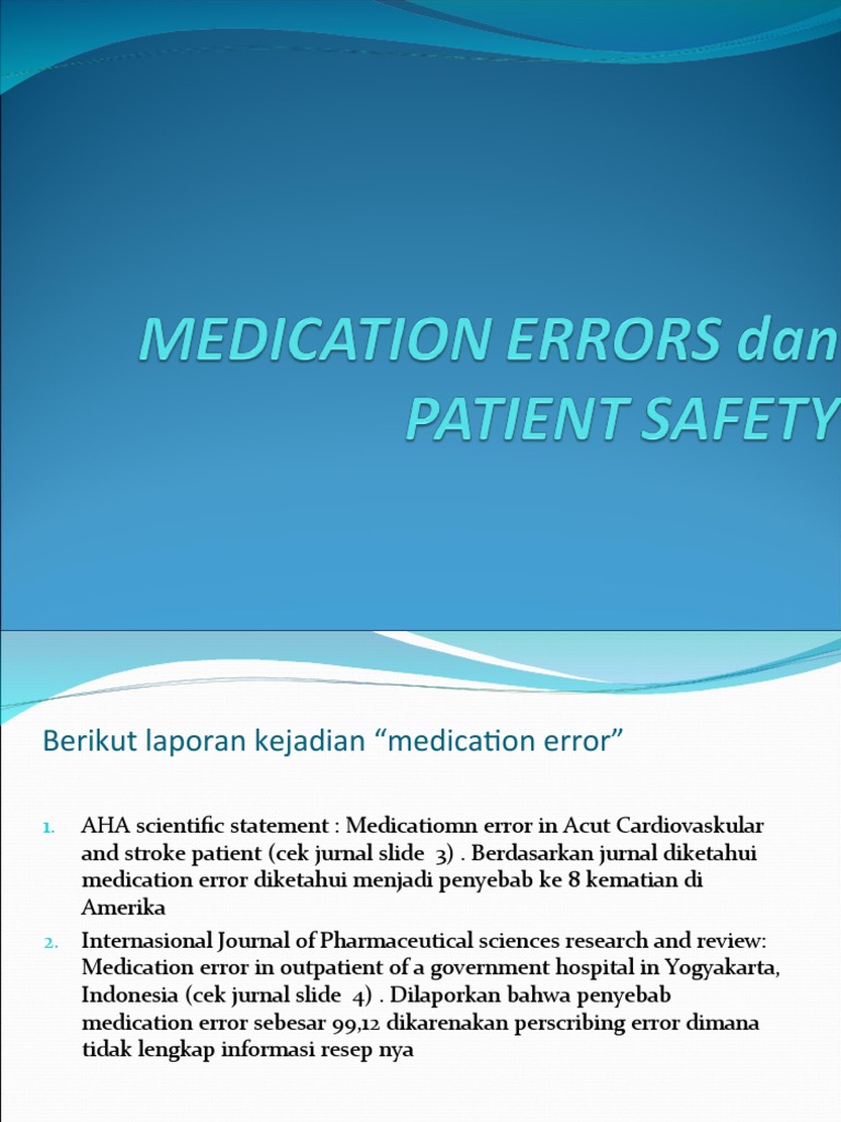 Resep 2020. P 8. Medication Error Dan Patient Safety | PDF