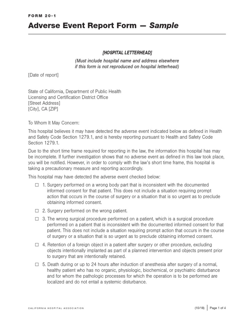 Adverse Event Report Form 2 PDF | PDF | Patient | Hospital