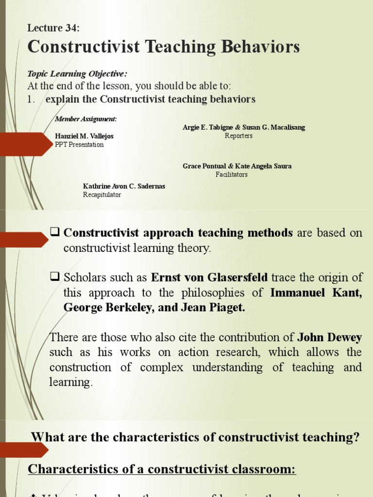 Behaviors of Constructivism | PDF | Constructivism (Philosophy Of ...