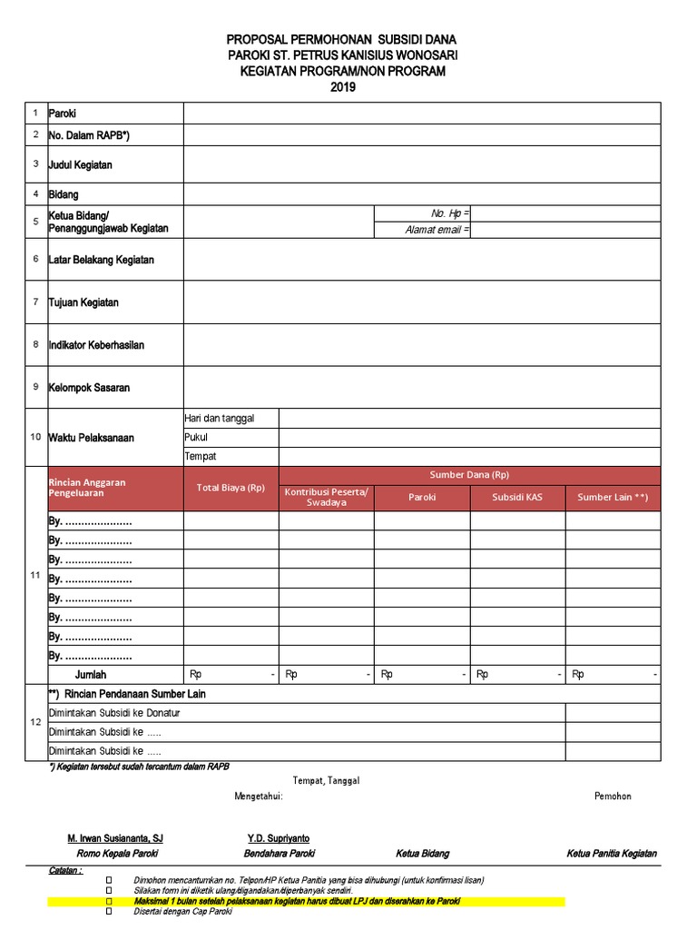 Blanko Proposal Kosong Isian | PDF