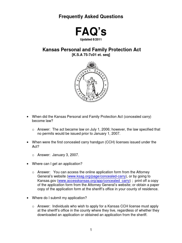 FAQ's: Frequently Asked Questions | PDF | Concealed Carry In The United ...