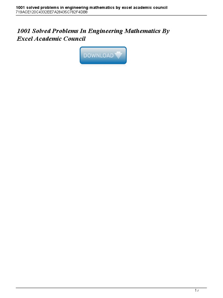 1001 Solved Problems in Engineering Mathematics by Excel Academic Council | PDF