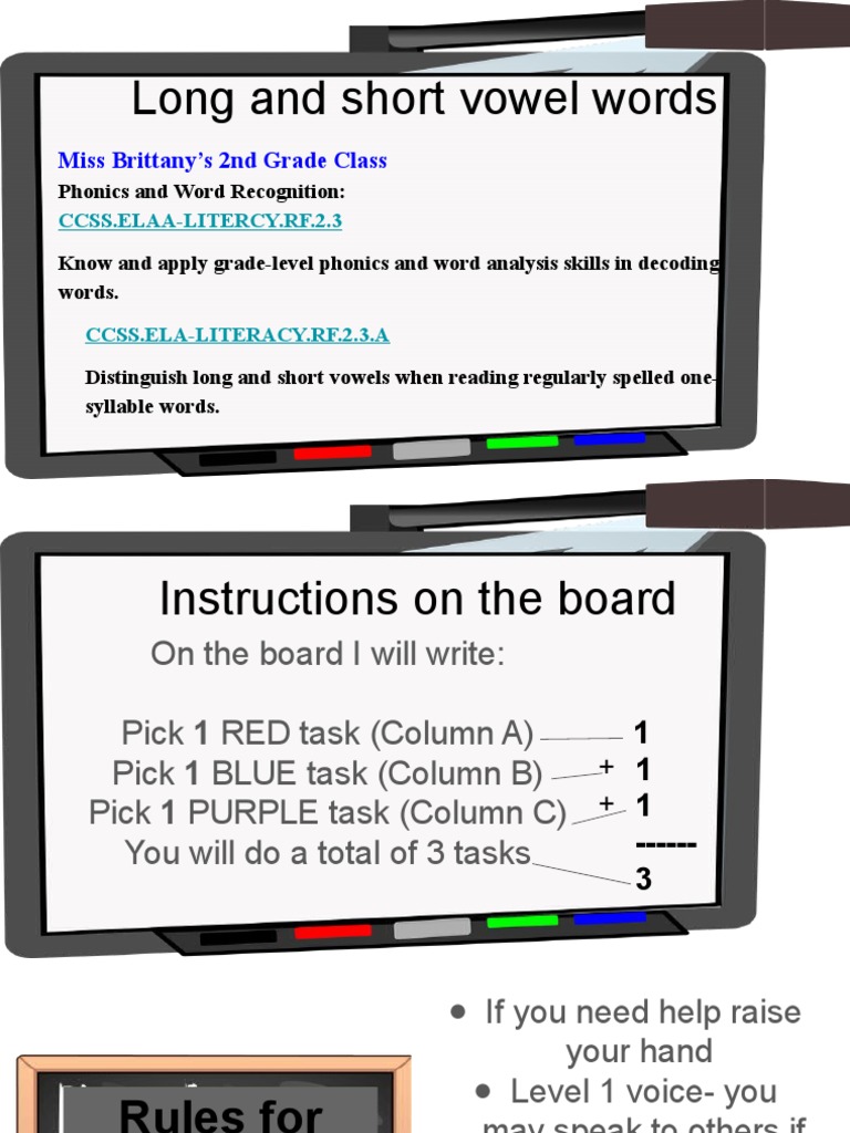 Brittanyjohnson-Choiceboard Long and Short Vowel | PDF | Phonics | Behavior Modification