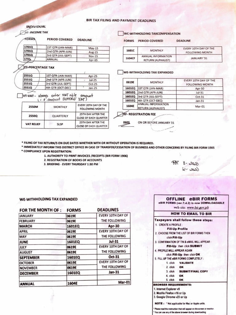 BIR Tax Filing and Deadlines For Individuals | PDF | Cyberspace | Software