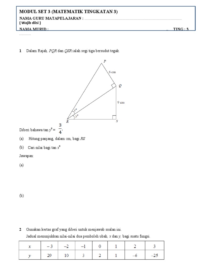 Modul Math F3 Set 3 | PDF