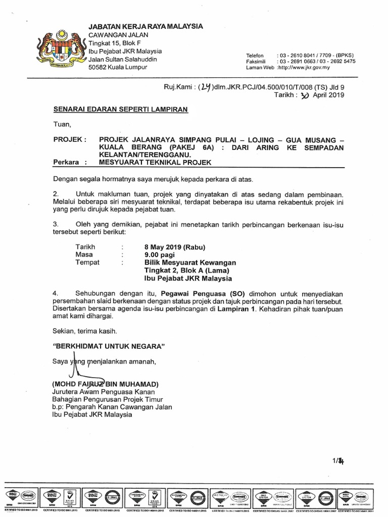 Surat Jemputan Mesyuarat | PDF