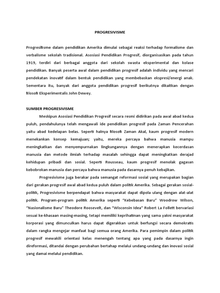 Sejarah dan Prinsip Pendidikan Progresif | PDF | Sejarah