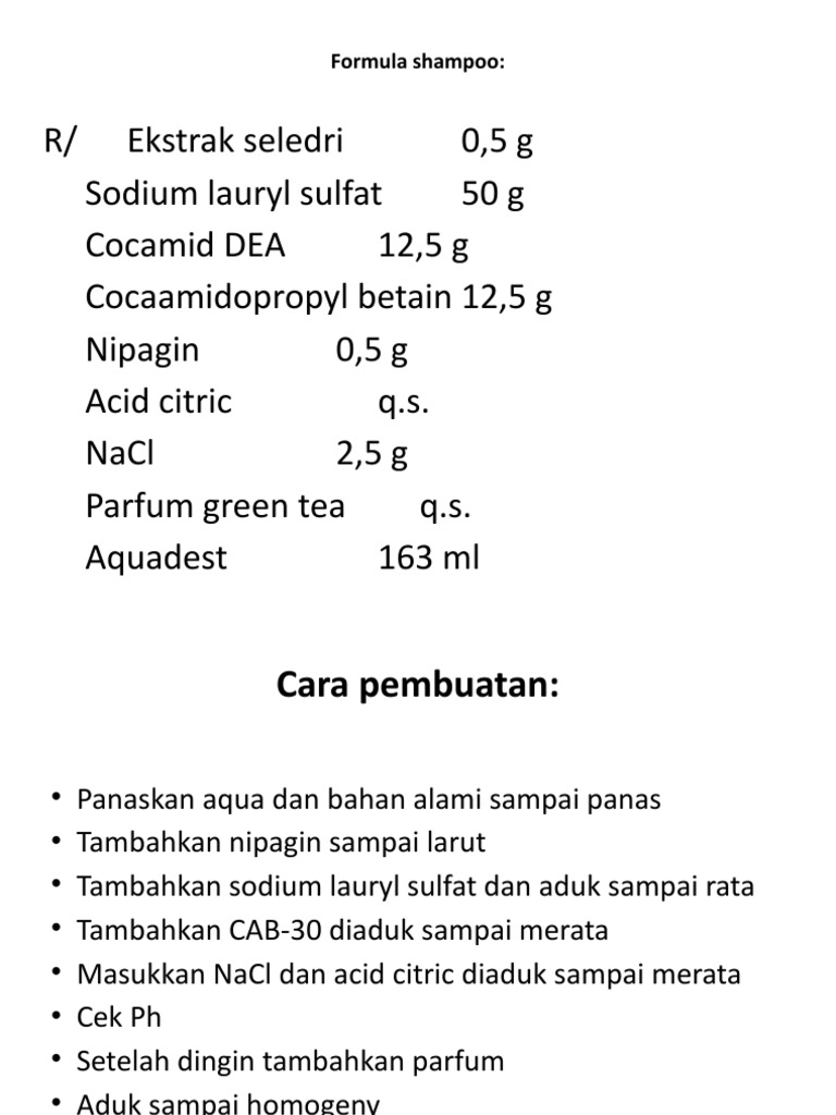 Formula Shampoo | PDF