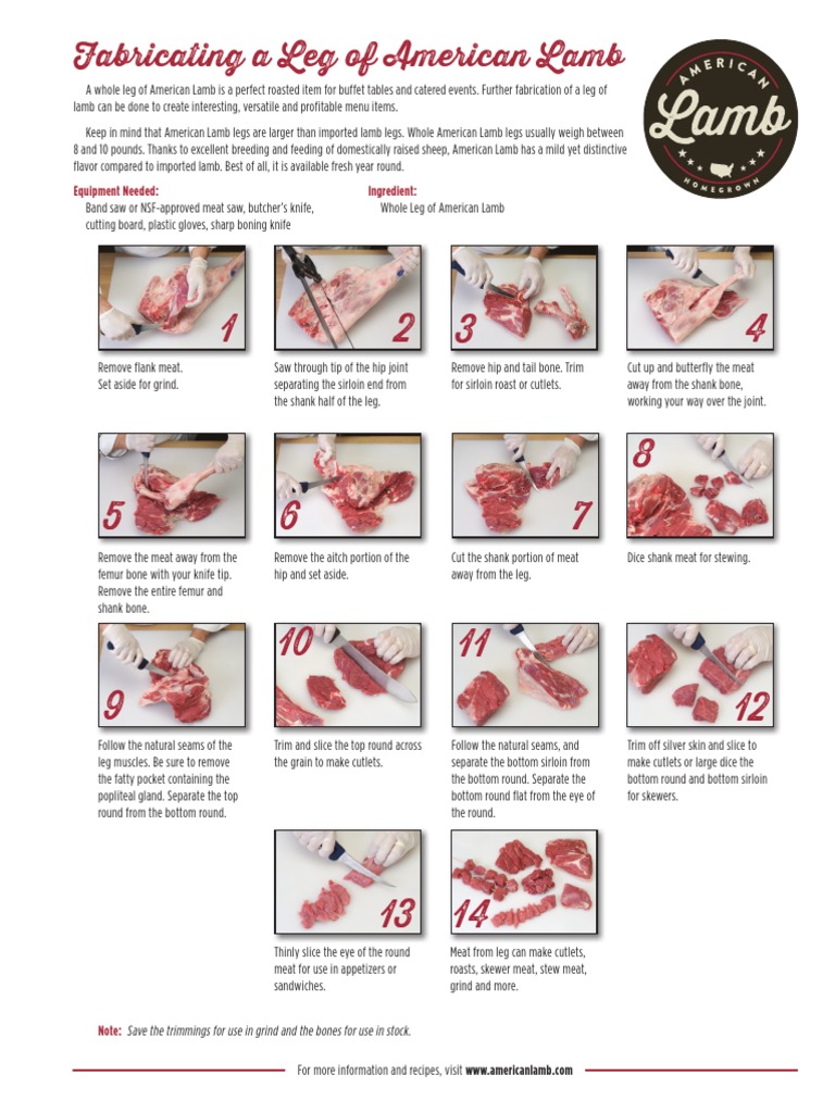 Leg of Lamb Fabrication Sheet | PDF | Lamb And Mutton | Roasting