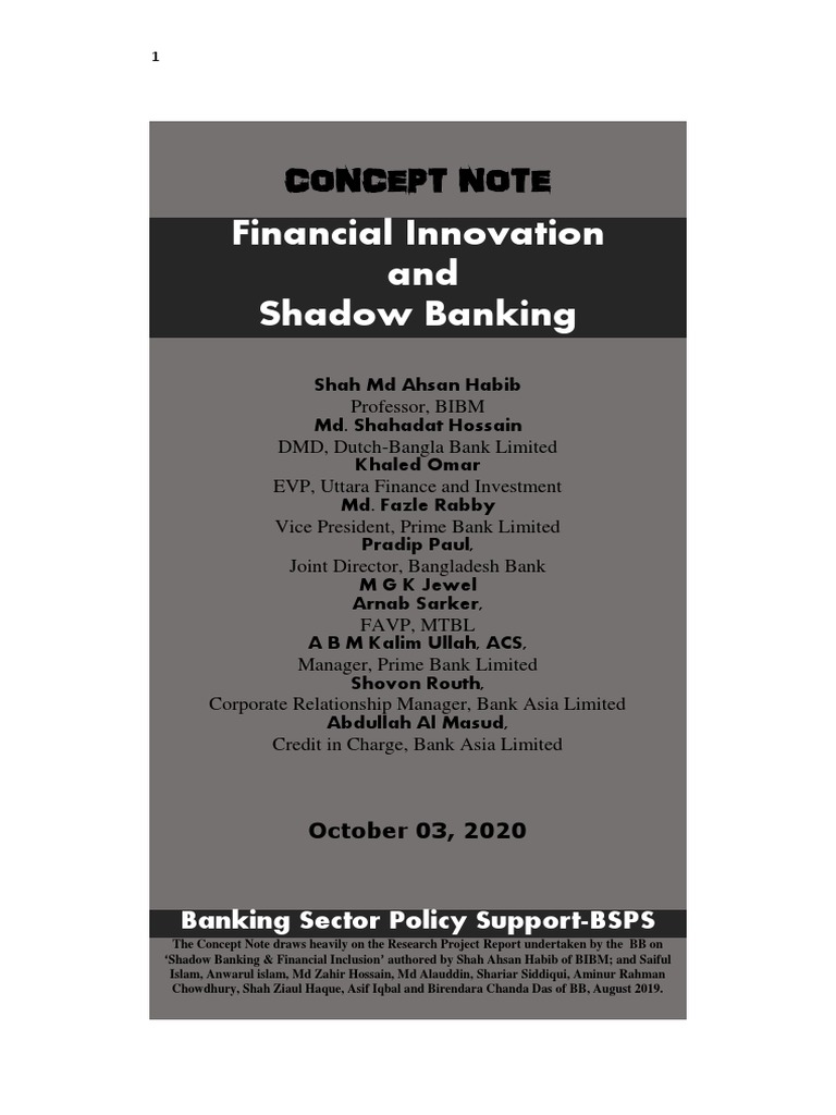 Shadow Banking and Financial Inclusion | PDF | Shadow Banking System ...