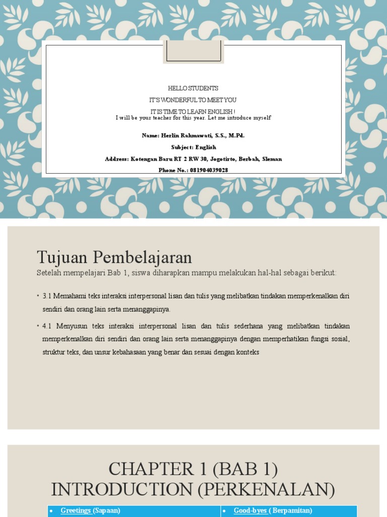 Materi Chapter 1. Introduction. Grade 7 | PDF