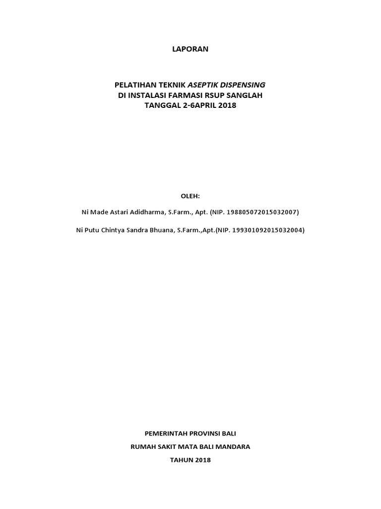 Lap. Aseptik Dispensing | PDF | Sains & Matematika