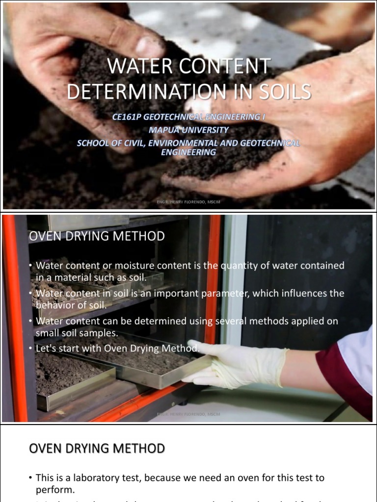 Lec4 - Ce161p - Water Content Determination in Soils | PDF | Soil | Water