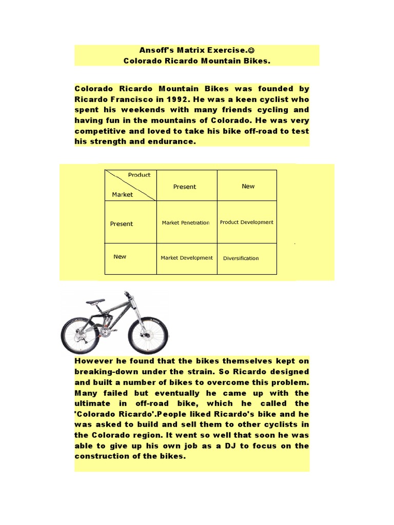 Ansoff Matrix Exercise | PDF