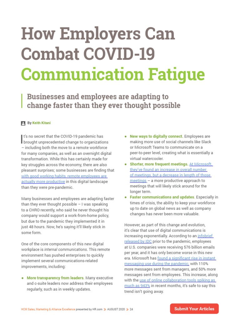 Communication Fatigue: How Employers Can Combat COVID-19 | PDF ...