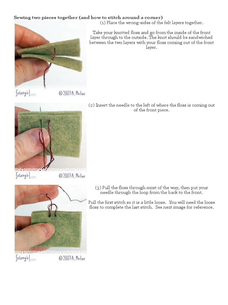 Sewing Two Pieces Together | PDF | Surgical Suture | Textile Arts