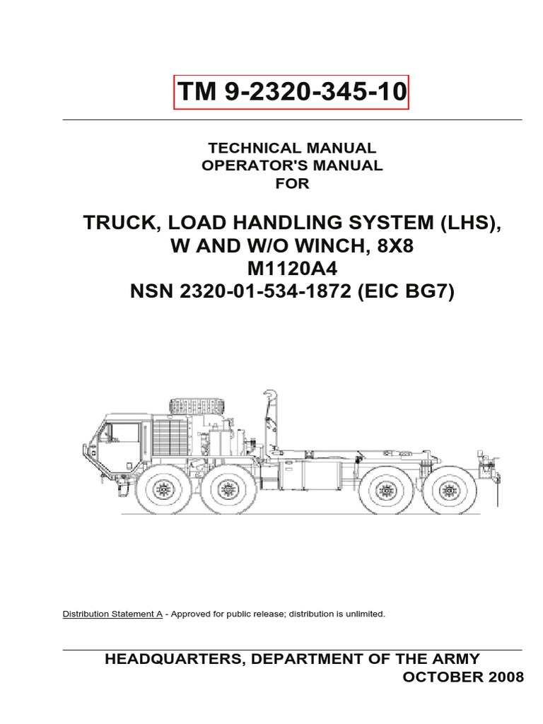 Truck, Load Handling System (LHS), W and W/O Winch, 8X8 M1120A4 NSN ...