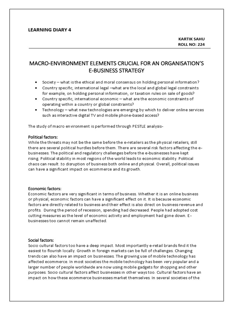Macro-Environment Elements Crucial For An Organisation'S E-Business ...