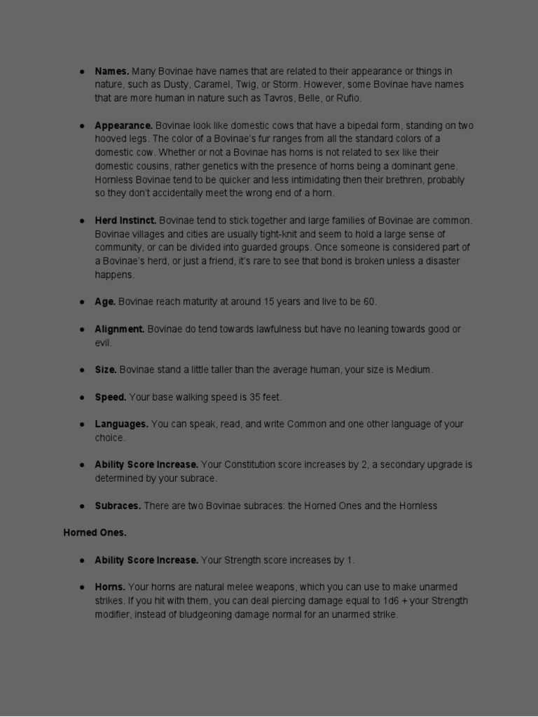 DND Cow Homebrew :) | PDF | Nature