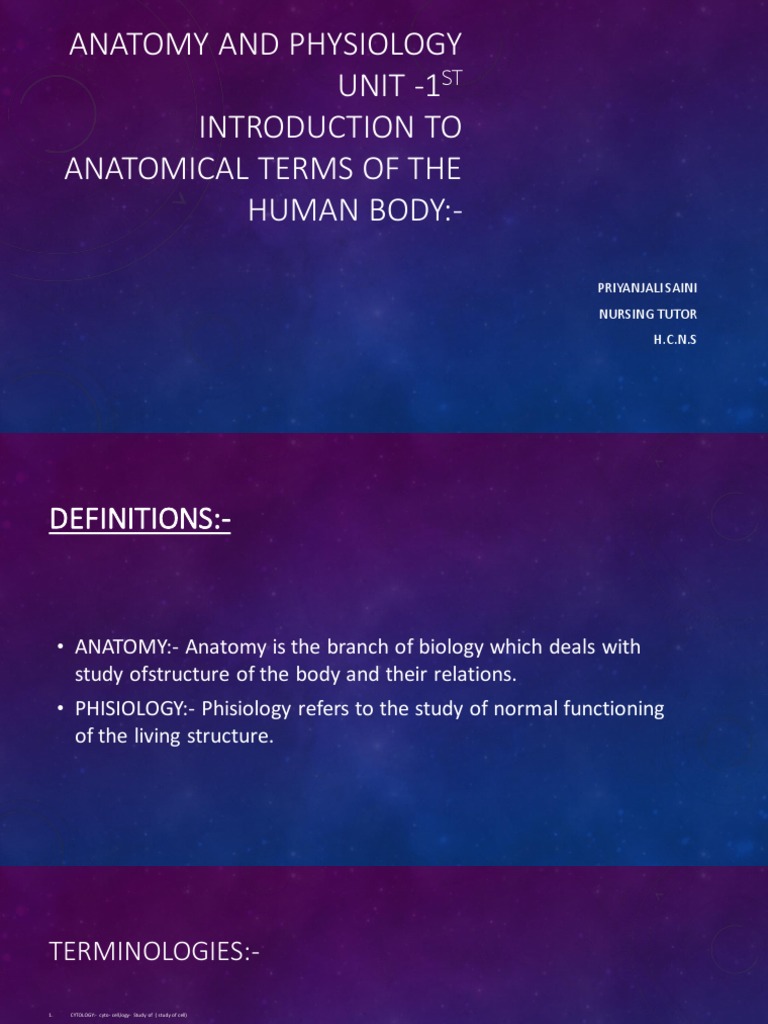 Unit 1: Intro to Anatomy & Physiology | PDF | Human Body | Anatomical ...