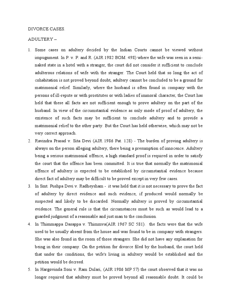 Divorce Cases | PDF | Marriage | Adultery
