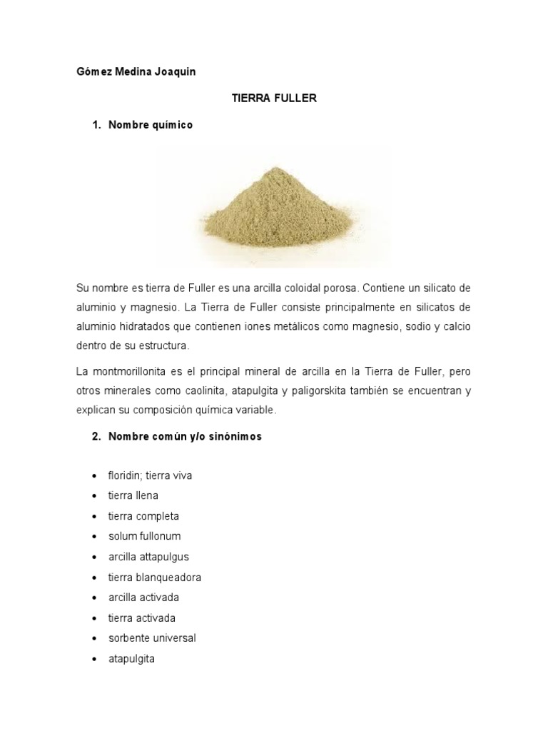 Tierra de Fuller: Usos y Toxicidad | PDF | Arcilla | Aluminio