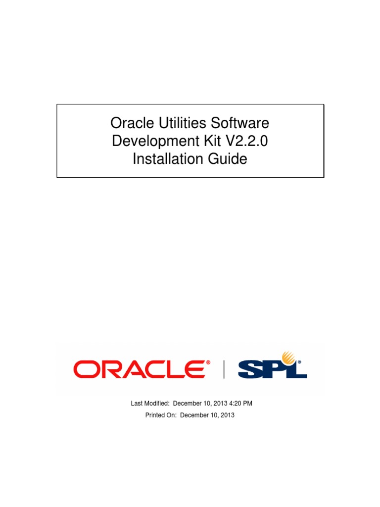 Oracle Utilities Software Development Kit V2.2.0 Installation Guide ...