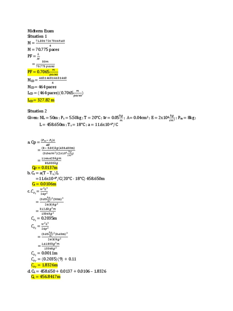 Midterm Exam Calculations and Solutions | PDF