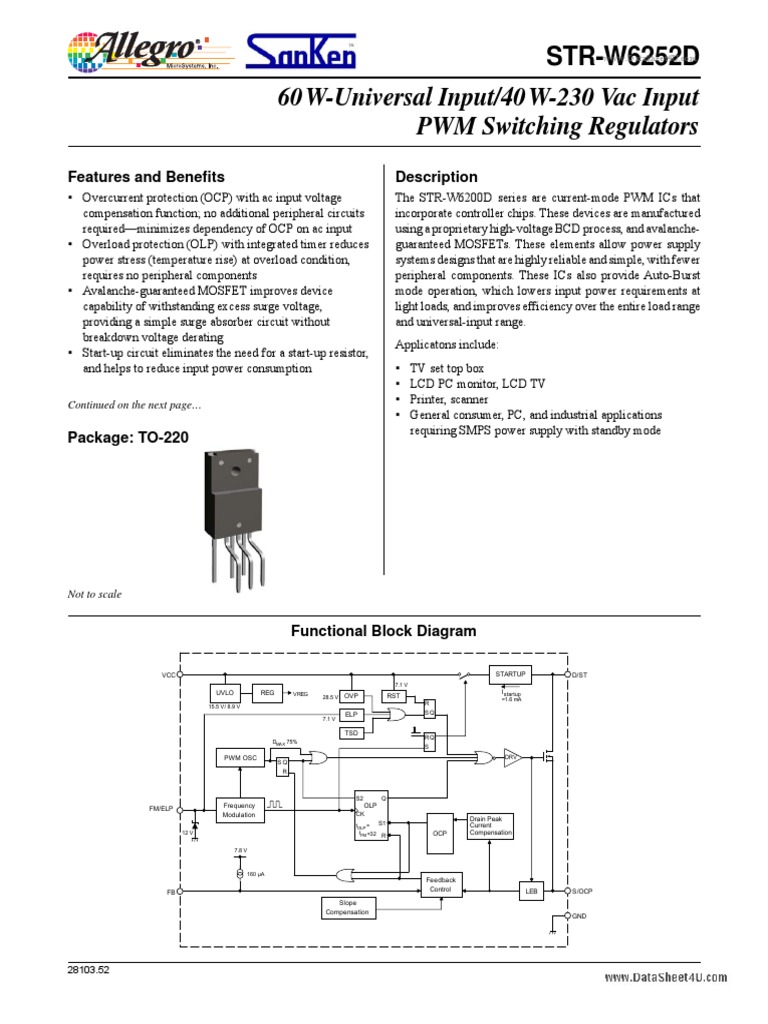 STR-W6252D SankenElectric PDF | PDF | Power Supply | Field Effect ...