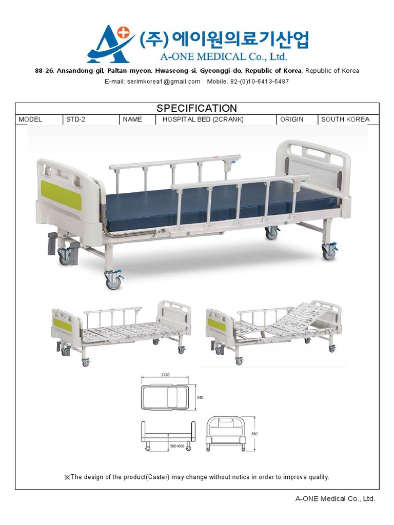 Hospital Bed Specs from A-One Medical | PDF