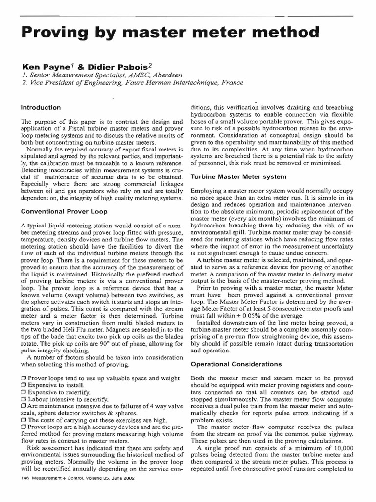 Master Meter Proving | PDF | Flow Measurement | Metre