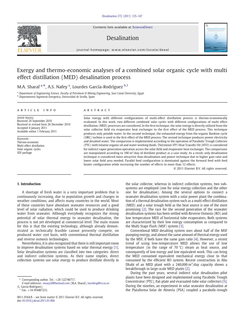 Multi Effect Distillation 2011 | PDF | Desalination | Solar Energy