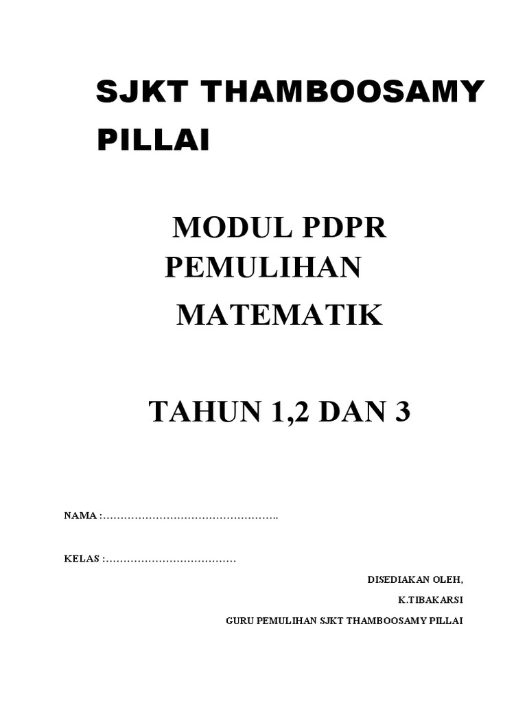 MODUL PDPR PEMULIHAN Matematik | PDF
