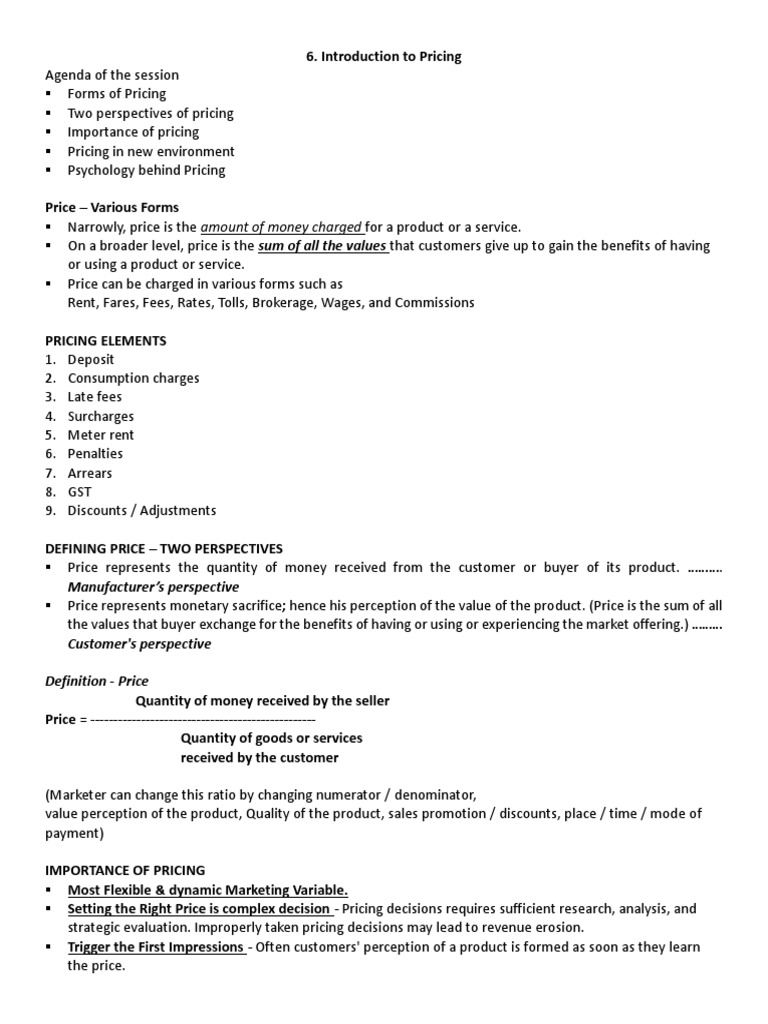 6 Pricing Basics | Download Free PDF | Pricing | Sales