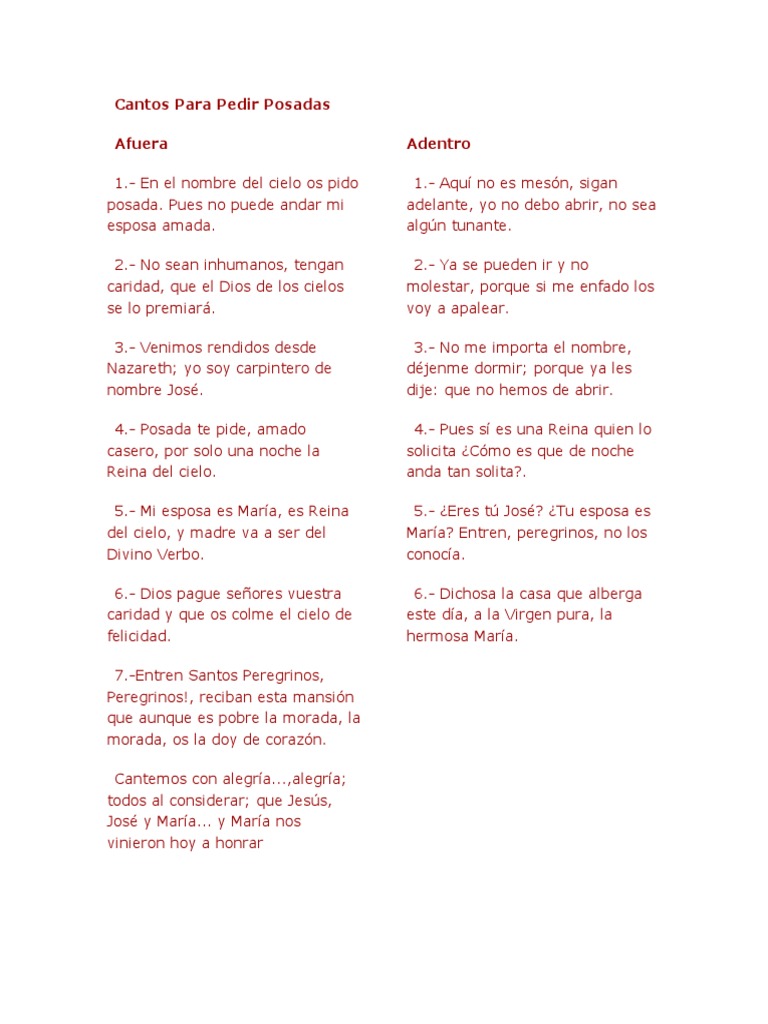 Cantos para Pedir Posadas | PDF | María, madre de Jesús | Navidad