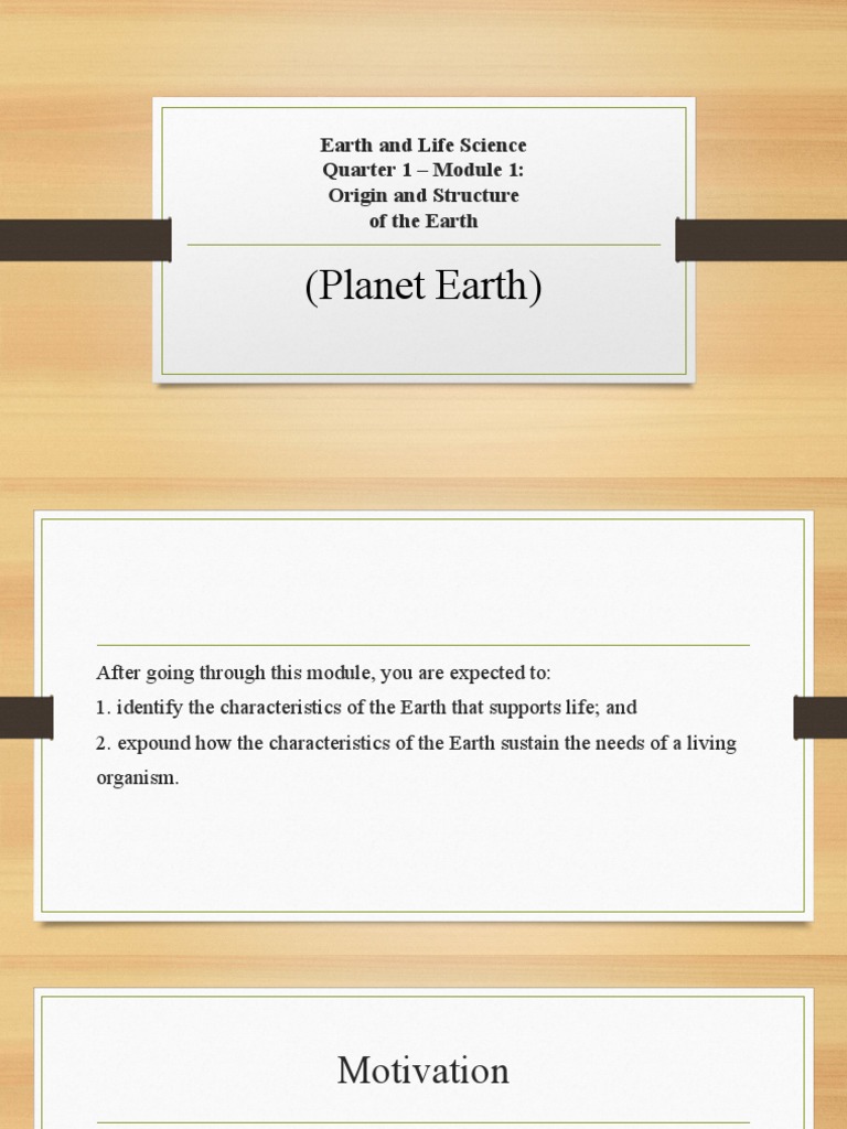 (Planet Earth) : Earth and Life Science Quarter 1 - Module 1: Origin ...