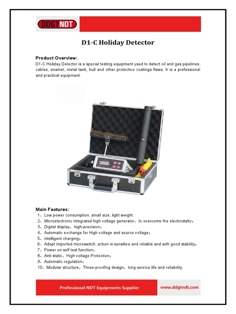 Holiday Detector D1-C | PDF | High Voltage | Voltage
