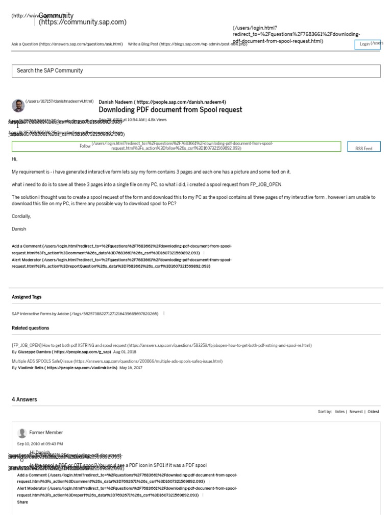 Downloding PDF Document From Spool Request - SAP Q&A | PDF | Computing ...