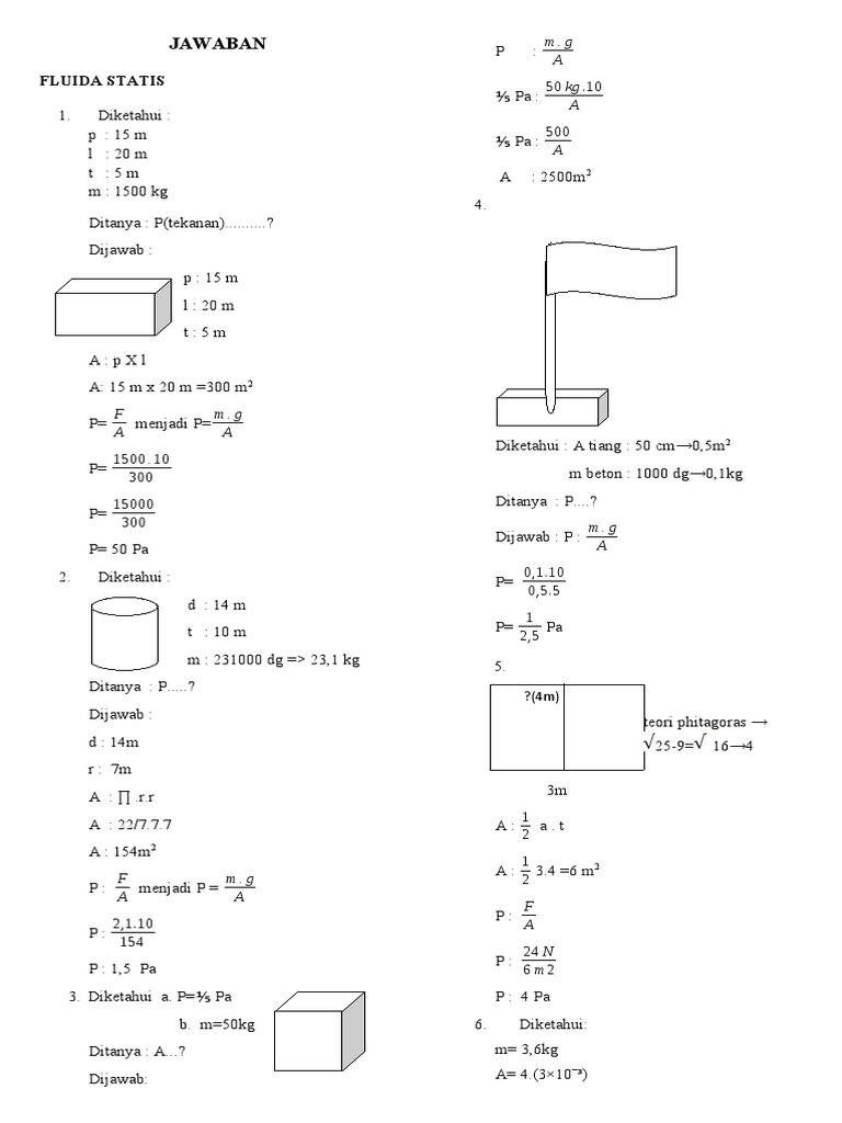 Analysis of Fluid Statics Problems and Solutions | PDF | Scientific Observation | Mass