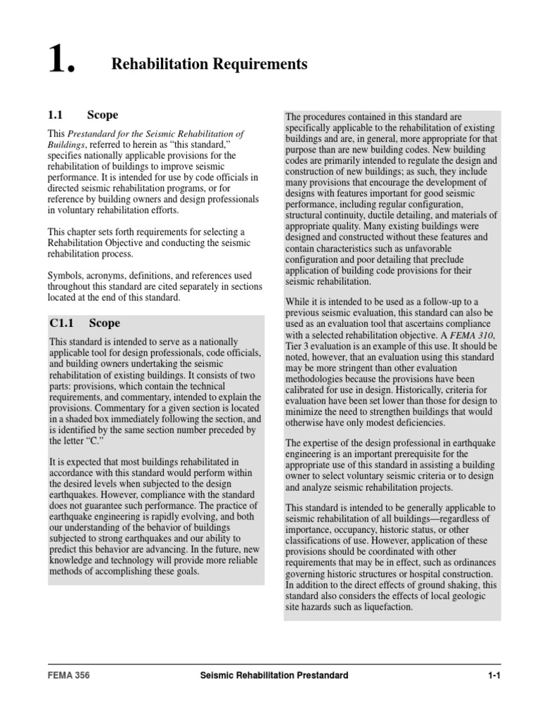 FEMA 356: Seismic Rehab Prestandard | PDF | Earthquake Engineering ...