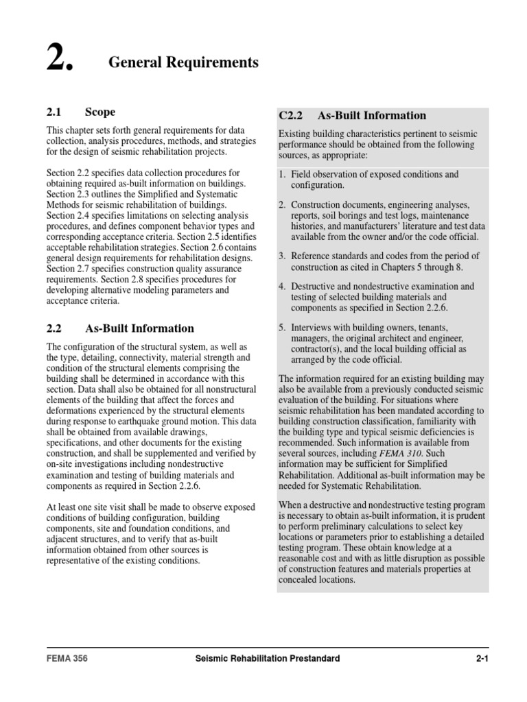 Chapter 2 of FEMA 356 Prestandard PDF | PDF | Strength Of Materials ...