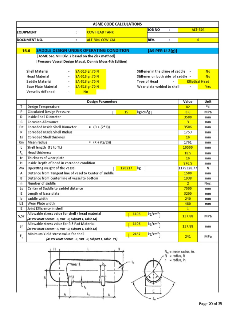ASME Saddle Design Calculations | PDF | Stress (Mechanics) | Buckling