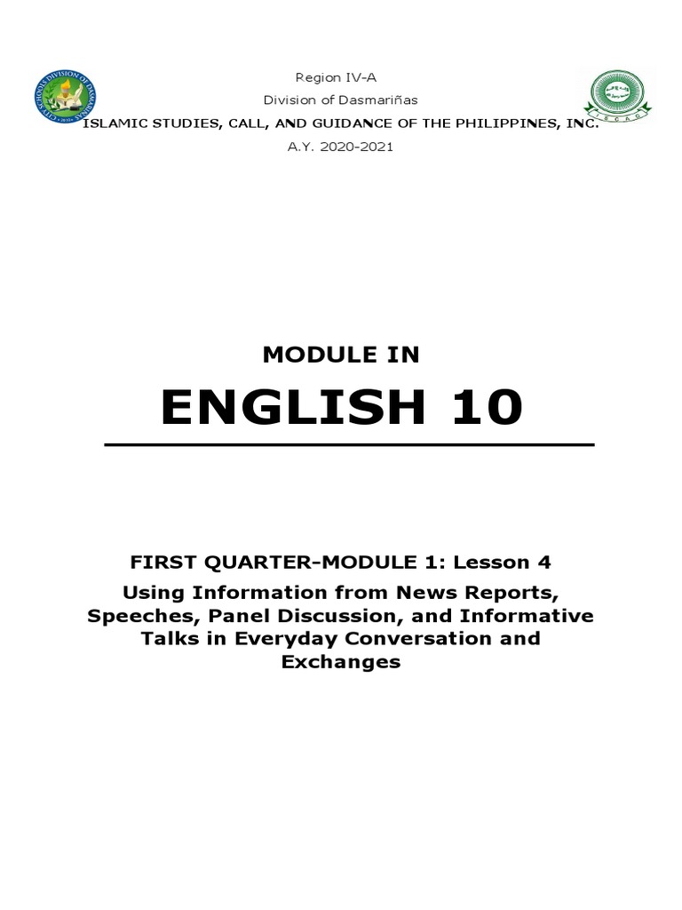 English 10 Q1 Module 4: Lesson 4 | PDF | Sleep | Sleep Deprivation