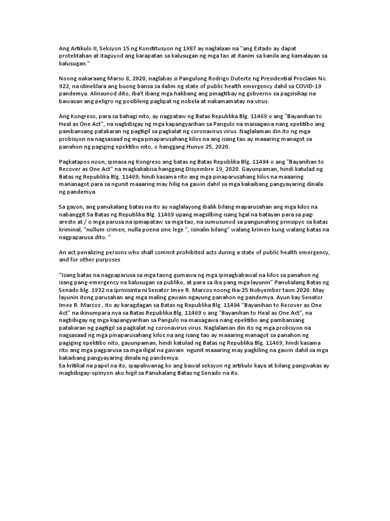 Ang Artikulo II | PDF